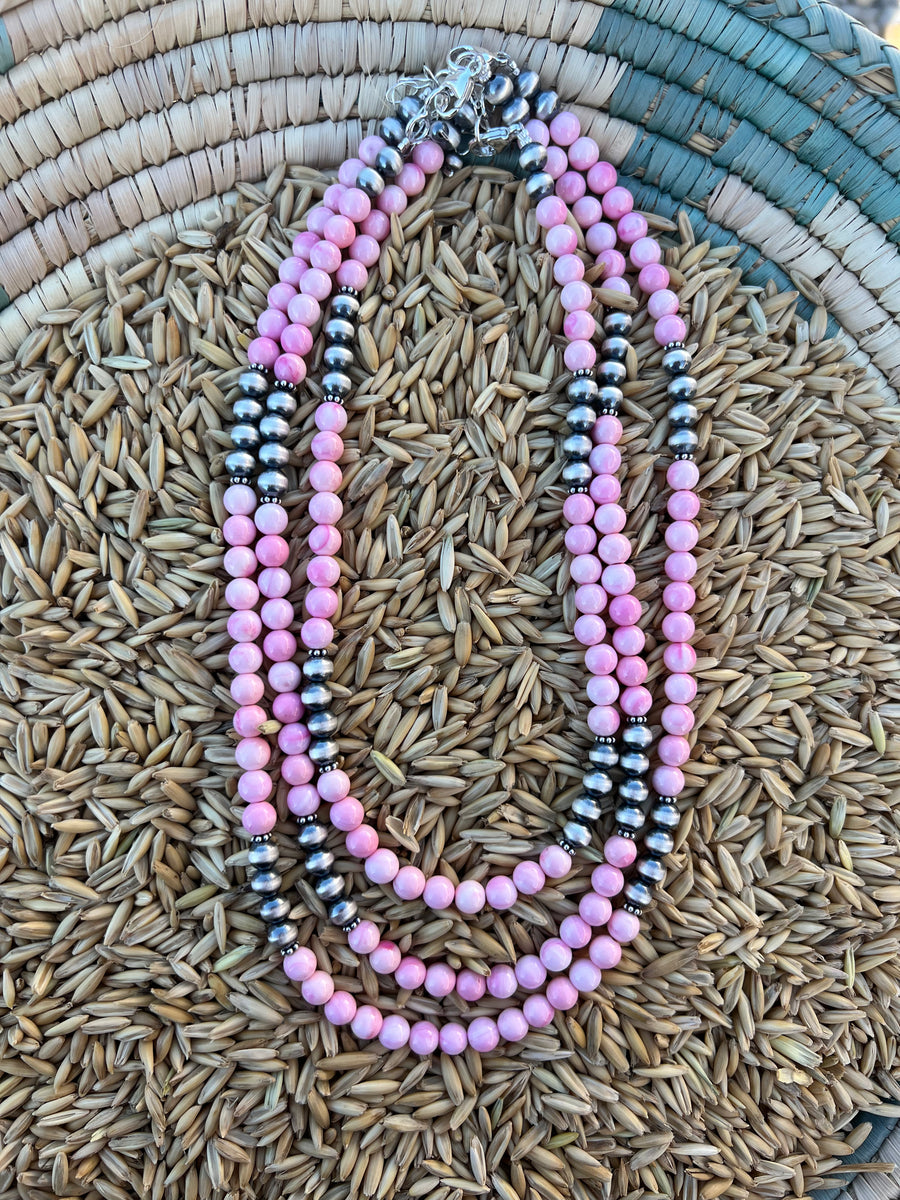 Pink Concho & Navajo Pearls Necklace – The Howling Coyote
